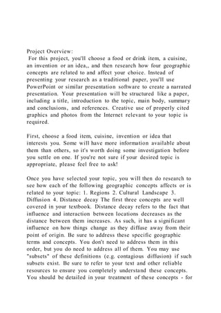 Project Overview For this project, youll choose a food or dr | DOCX