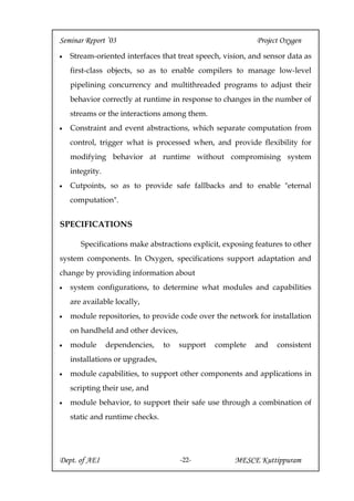 Project oxygen 3 | DOC | Computing | Technology & Computing