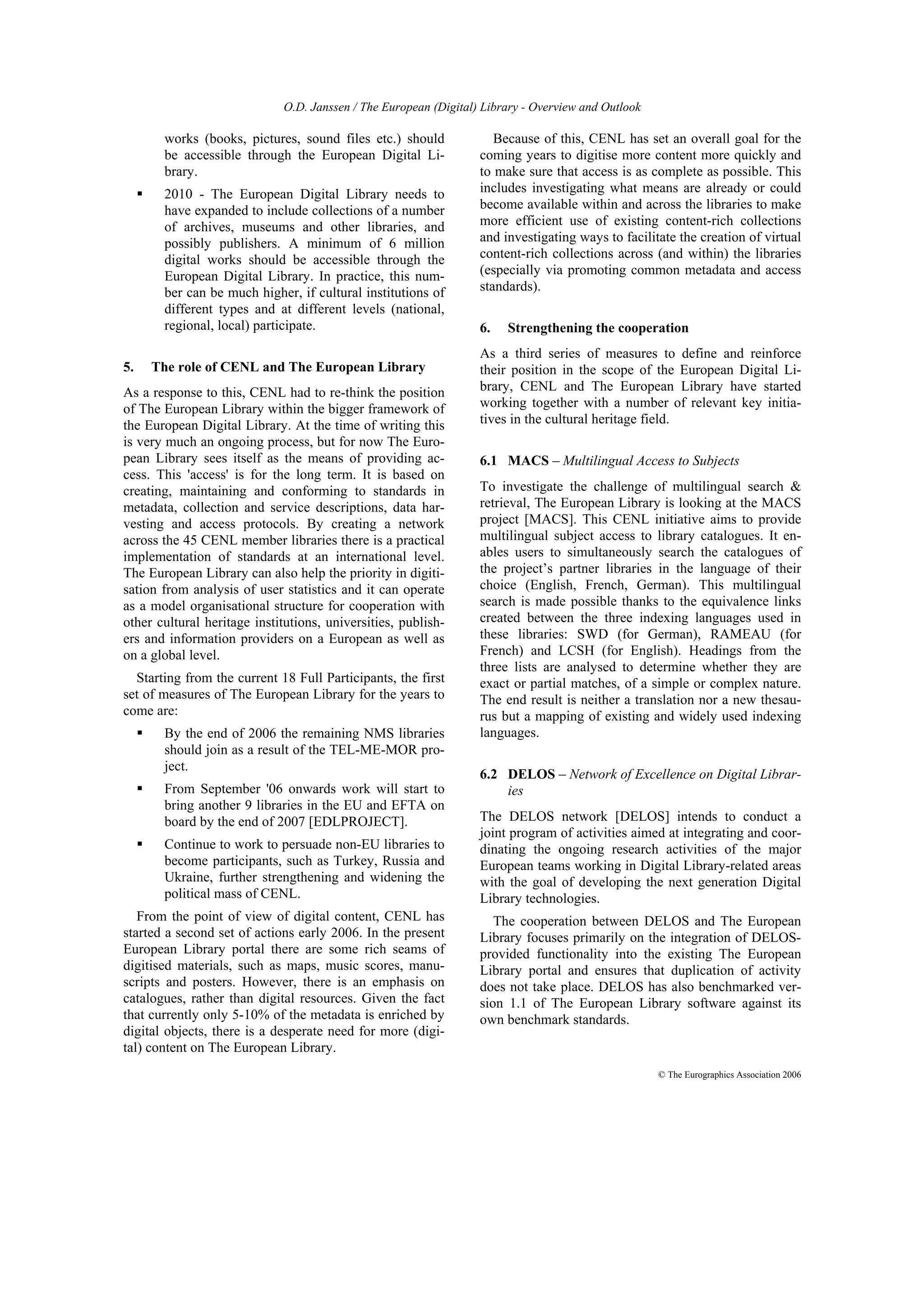 The European (Digital) Library - Overview and Outlook | PDF