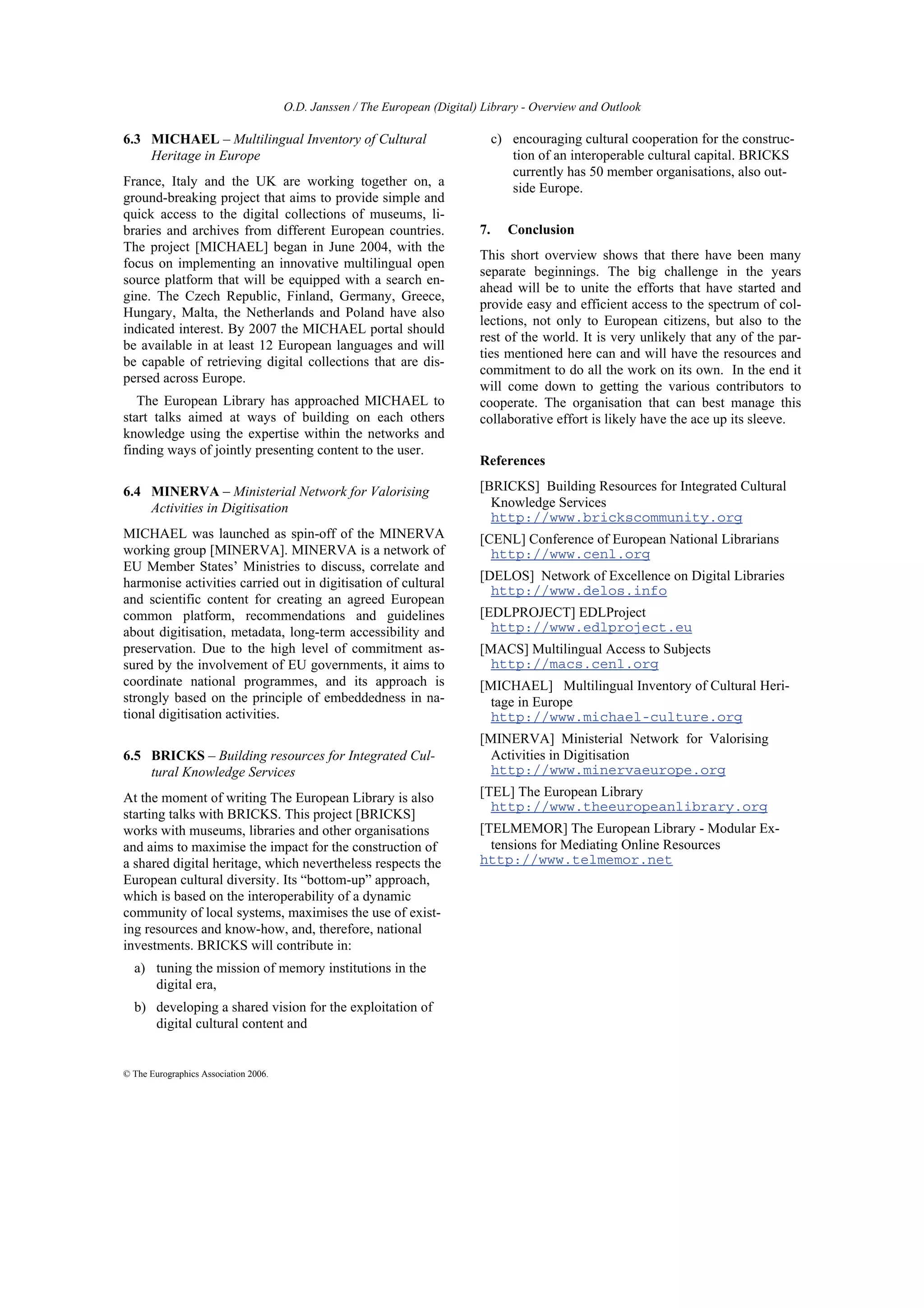 The European (Digital) Library - Overview and Outlook | PDF