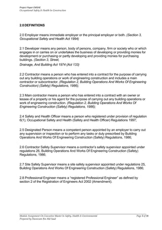 Project Paper OSH in Construction | PDF