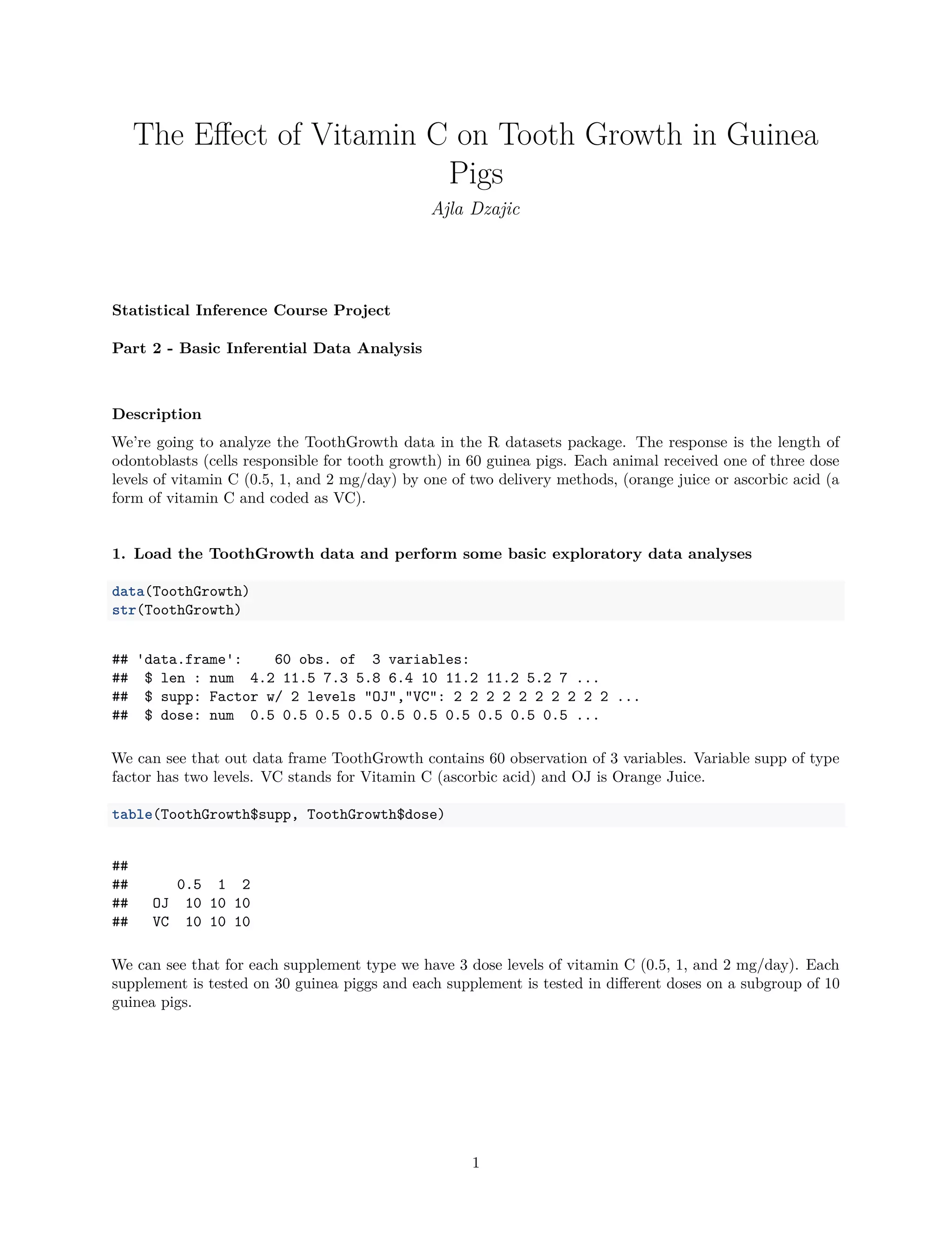 Statistical Inference Course Project Project - Part2 | PDF
