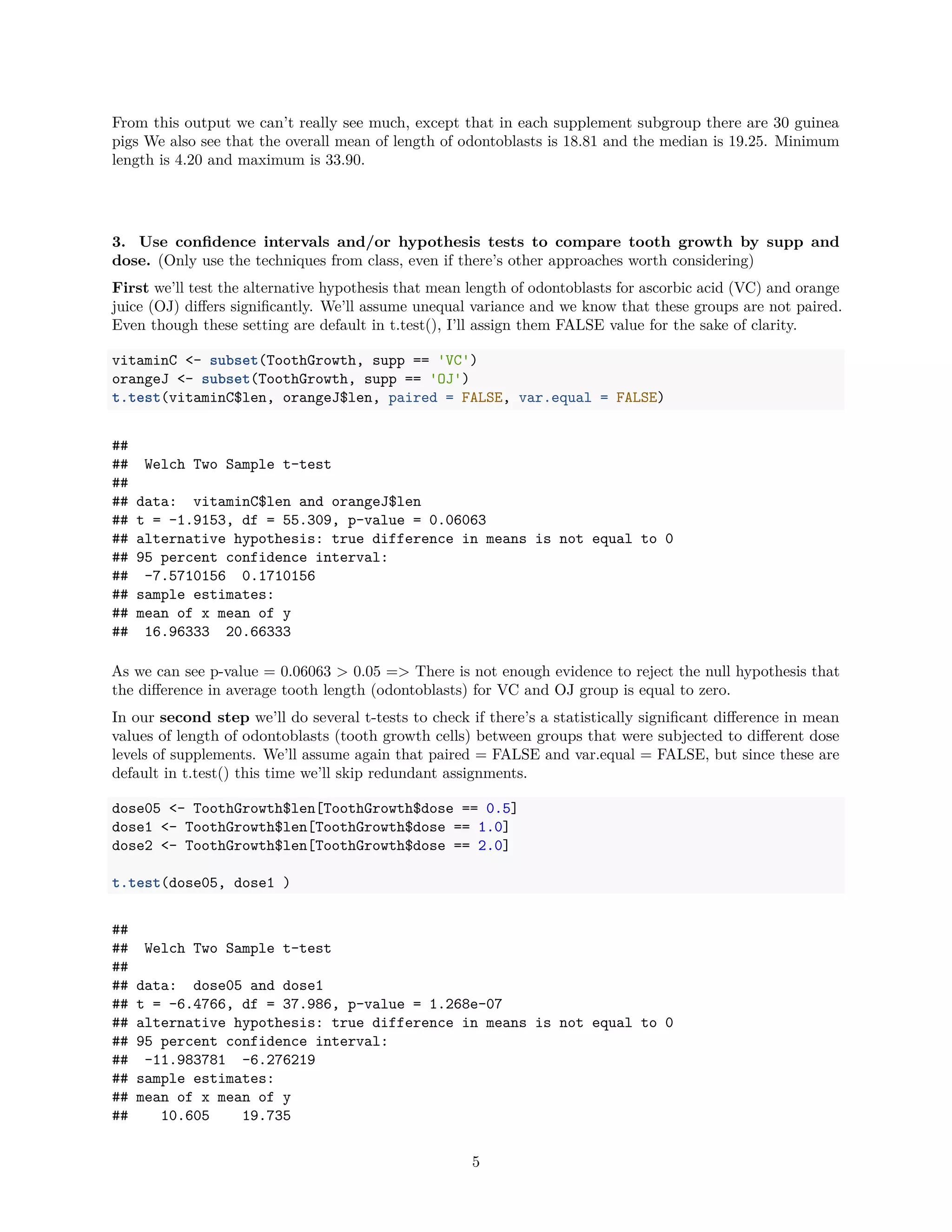 Statistical Inference Course Project Project - Part2 | PDF
