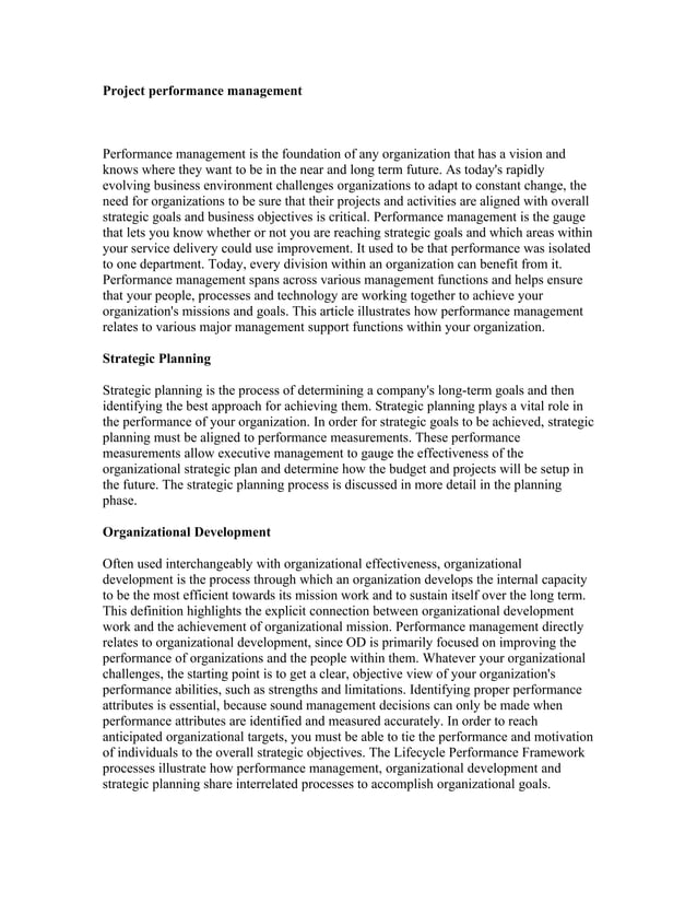 Project performance management | PDF