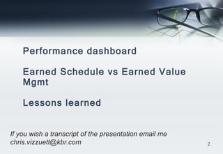 Earned Schedule Management - lessons learned | PPT
