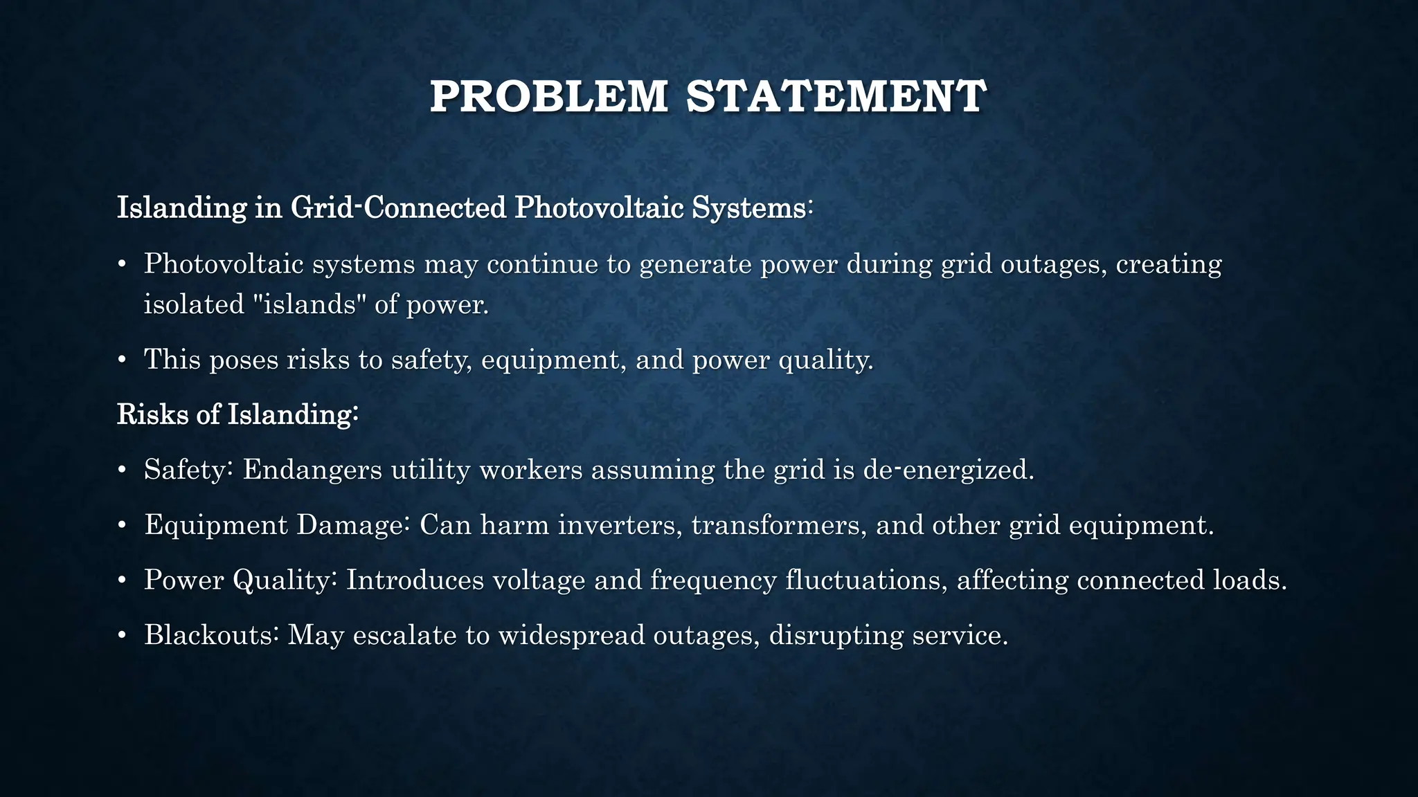 Islanding detection in grid connected photovoltaic system | PPTX