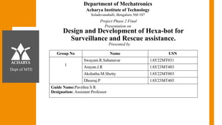 Hexa bot for surveillance and rescue assistantance | PPTX