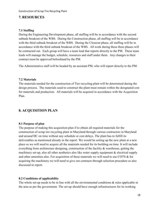 Project plan tyre recycling plant