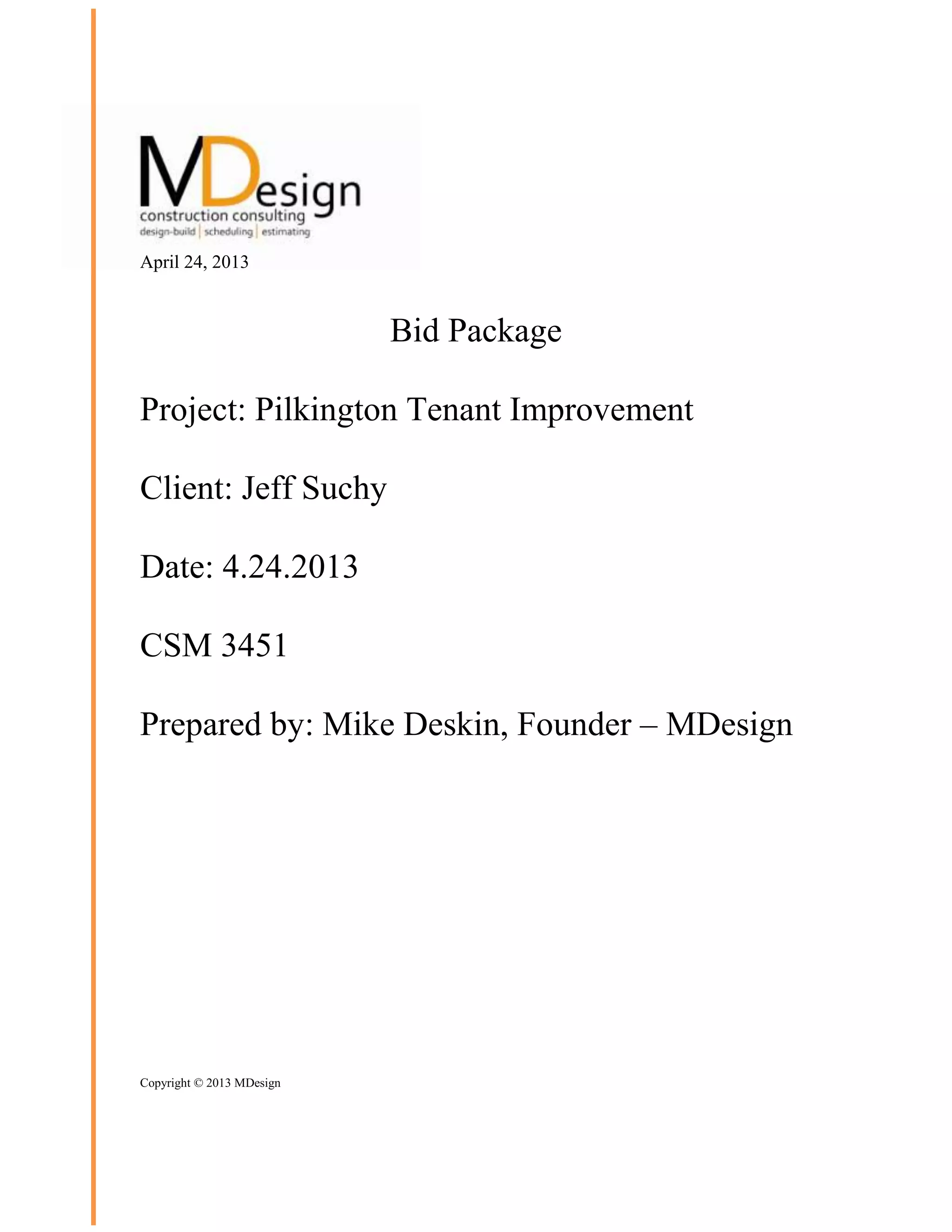 Project plan bid cover | DOCX