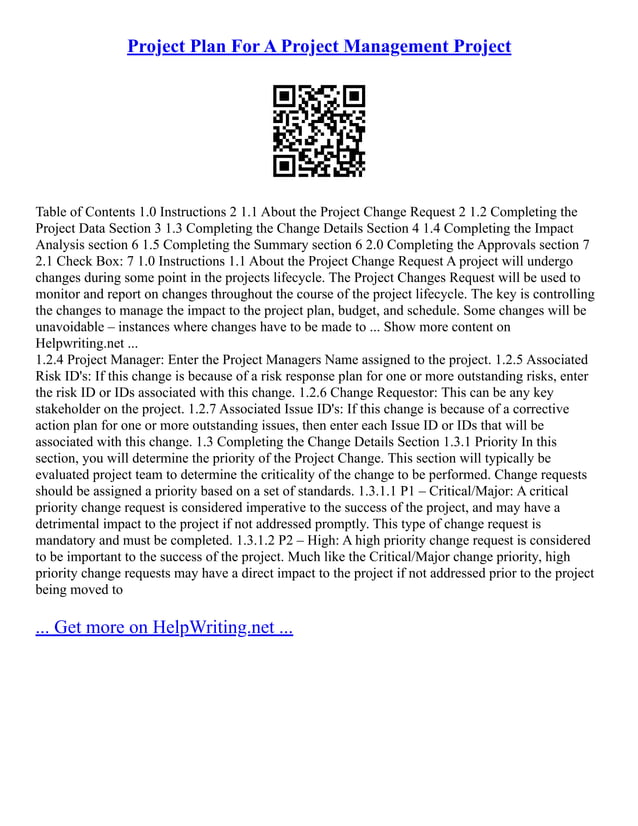 Project Plan For A Project Management Project | PDF