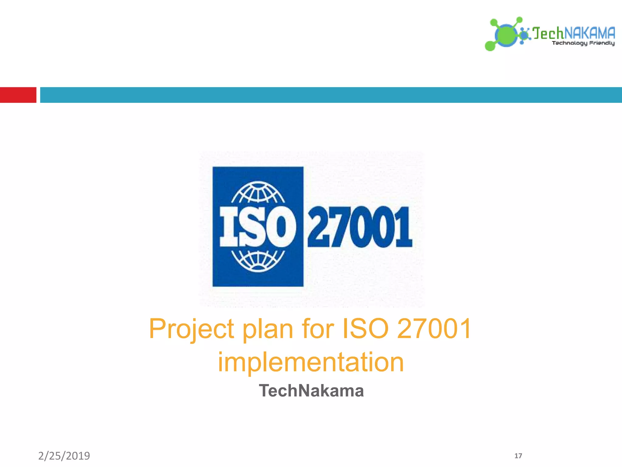 Project plan for ISO 27001 | PPTX