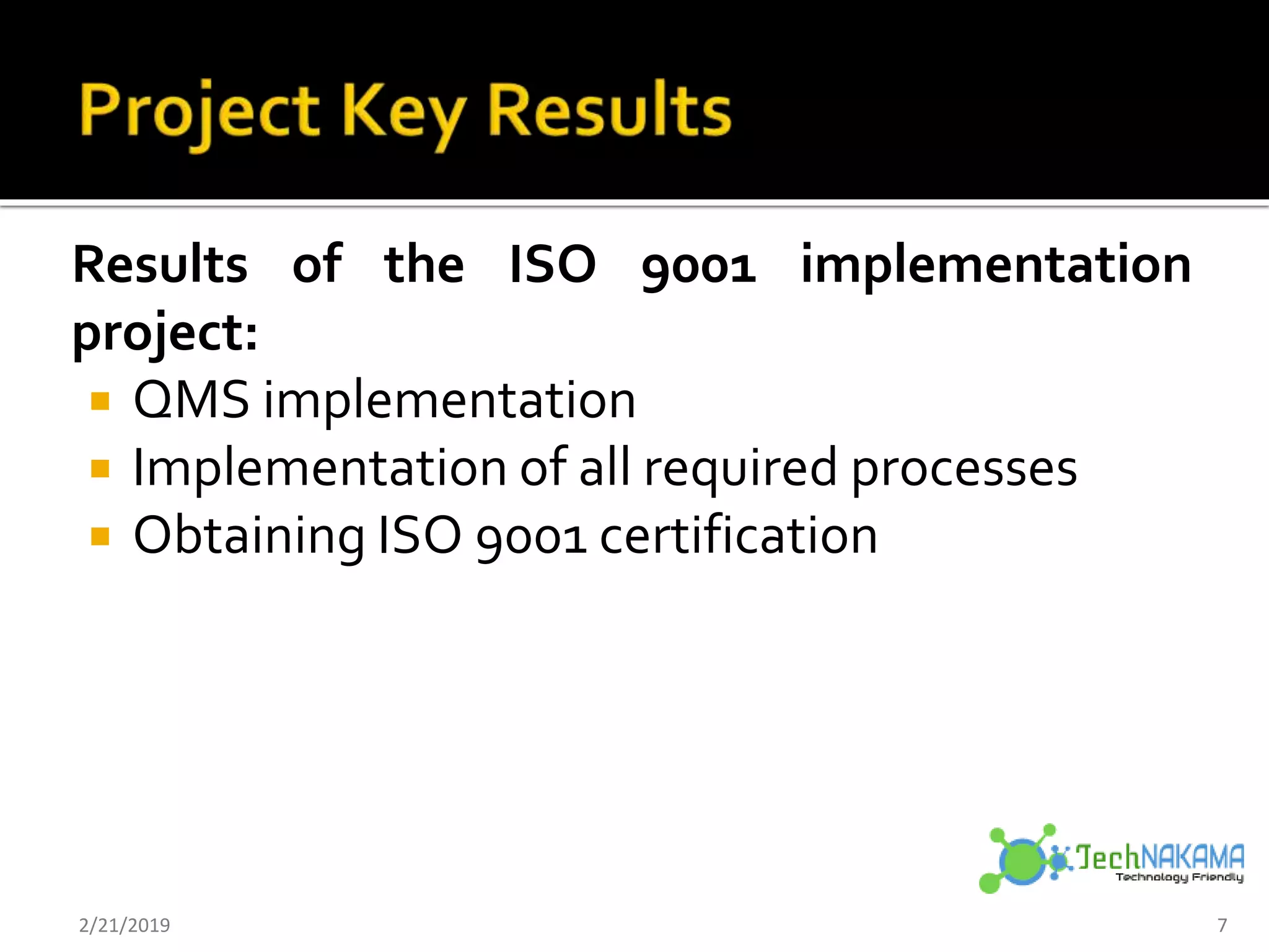 Project plan for ISO 9001 Implementation | PPTX