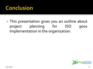 Project plan for ISO 9001 Implementation | PPTX