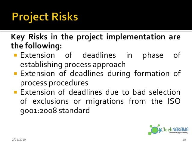 Project plan for ISO 9001 Implementation