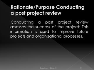 post project review | PPTX | Civil Engineering Industry | Industries