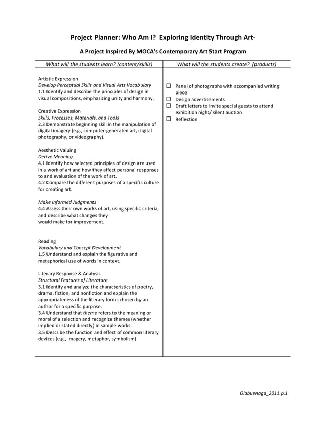 Project Planner: Who Am I? | PDF