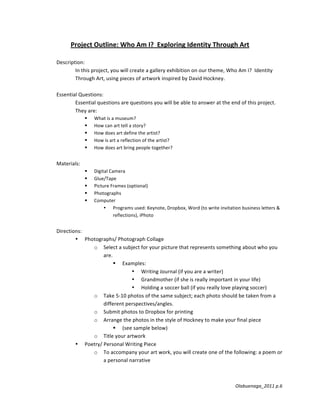 Project Planner: Who Am I? | PDF