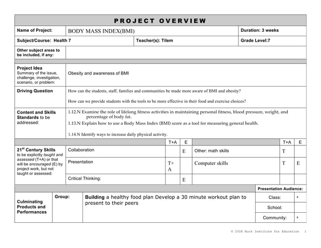 Project planning form | PPT