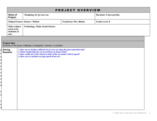 Project planning form | PPT