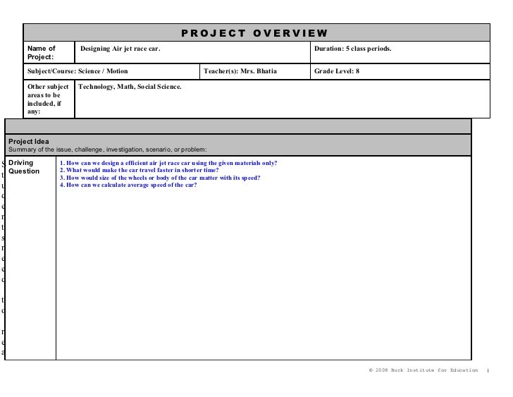 Project planning form
