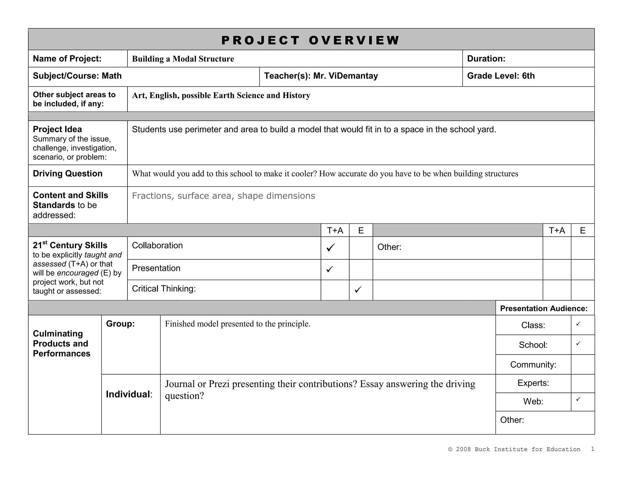 ViDemantay Project Planning Form 2011 | PPT