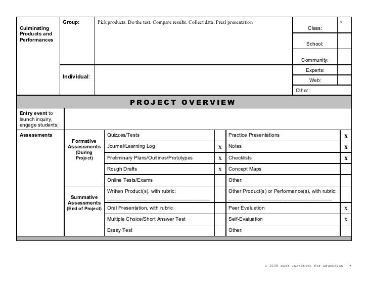 Project planning forms