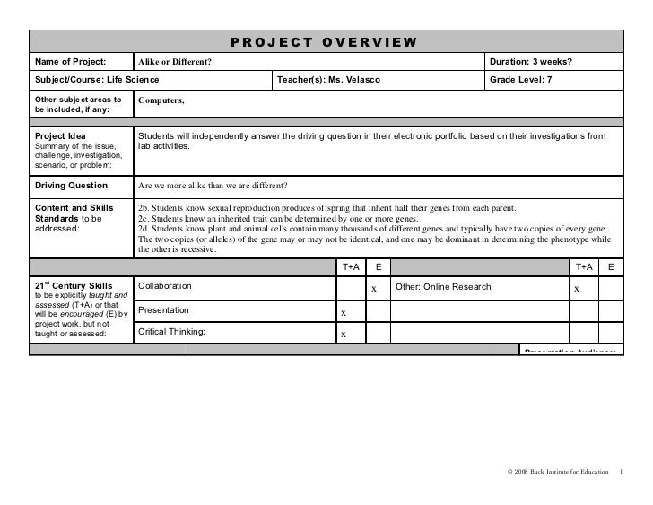 Project planning forms