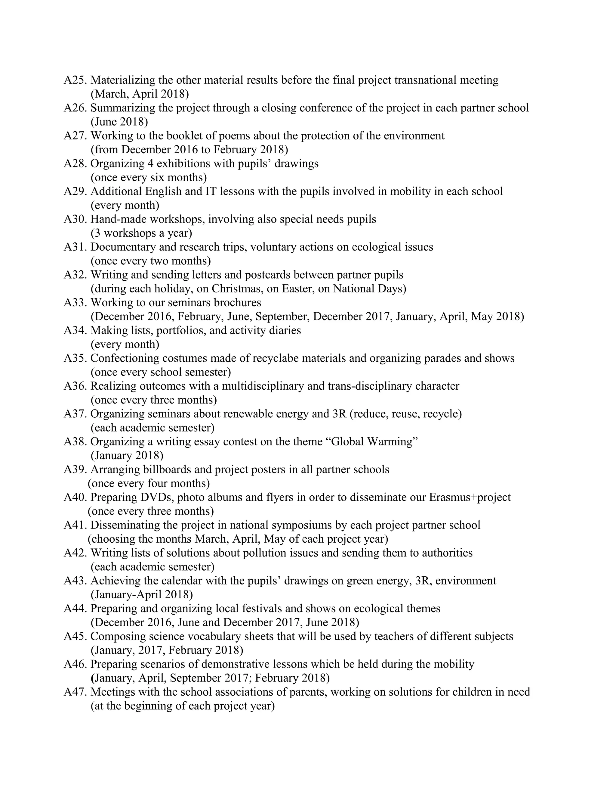 Project plan of activities ecological literacy | DOC