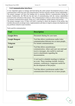 Project planning VMT - Virtual Museum Tour | PDF