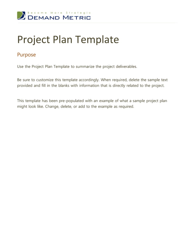 Project Plan template | PDF