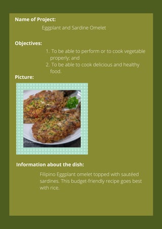 Project plan (vegetables) EGG PLANT RECIPE | PDF