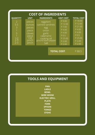 Project plan (vegetables) EGG PLANT RECIPE | PDF