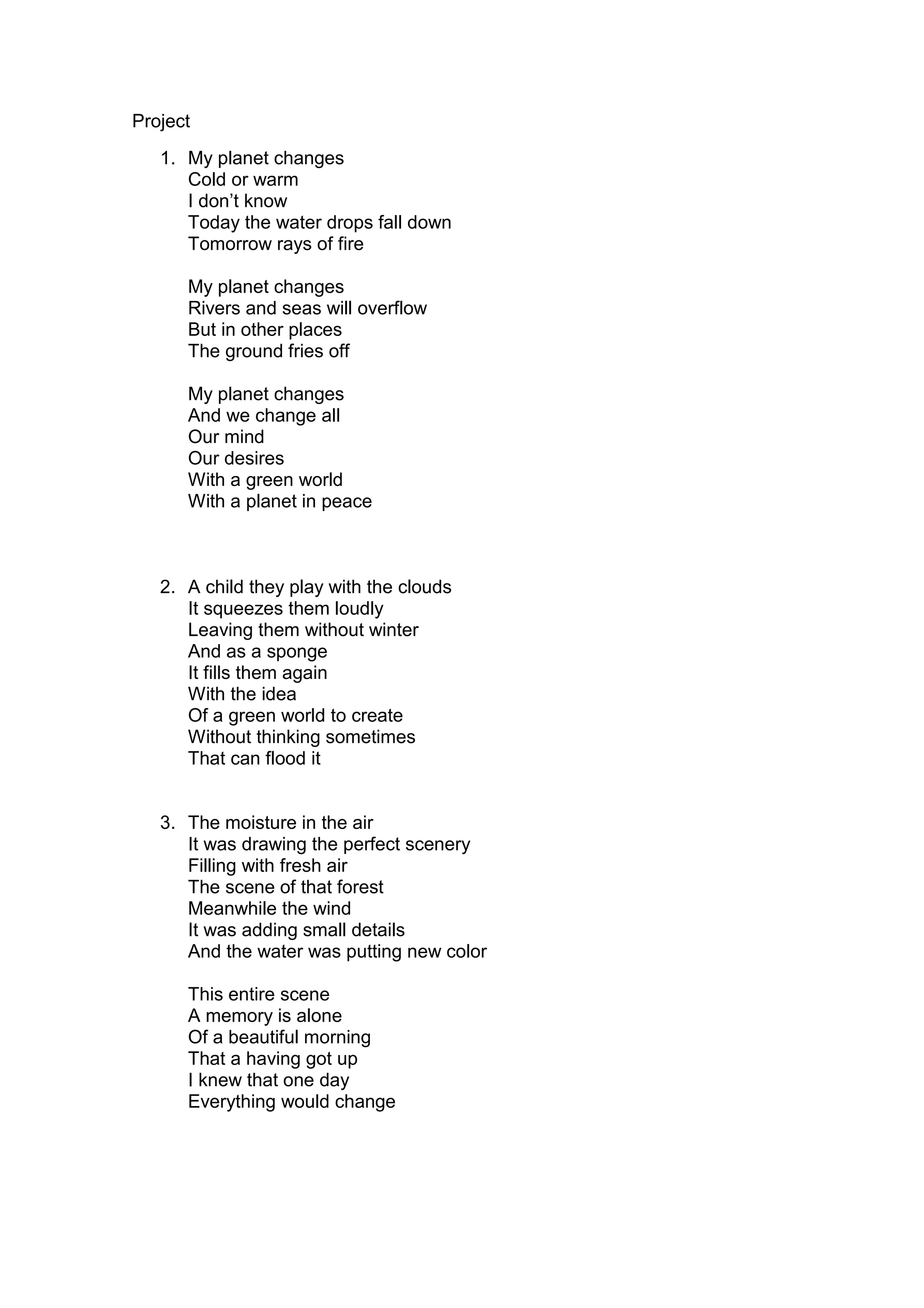 Project poems | DOCX | Weather | Science