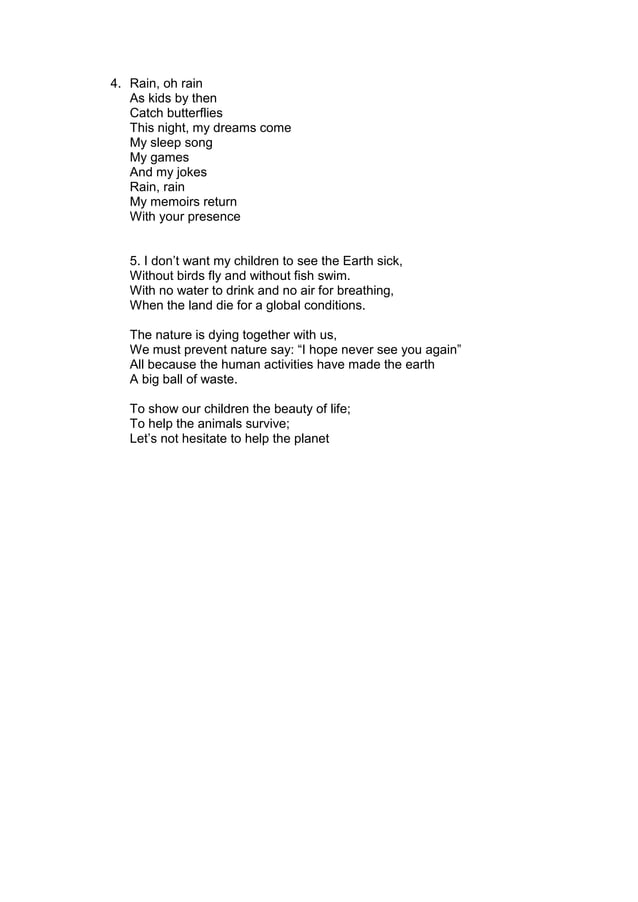 Project poems | DOCX | Weather | Science