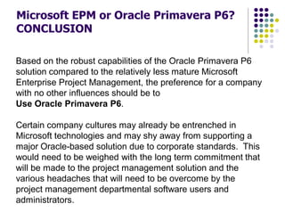 Project portfolio management comparison of microsoft epm and primavera ...