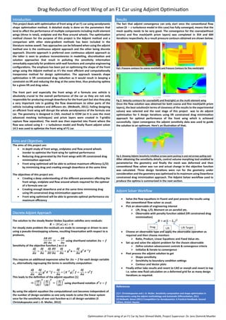 Drag Reduction of Front Wing of an F1 Car using Adjoint Optimisation | PDF