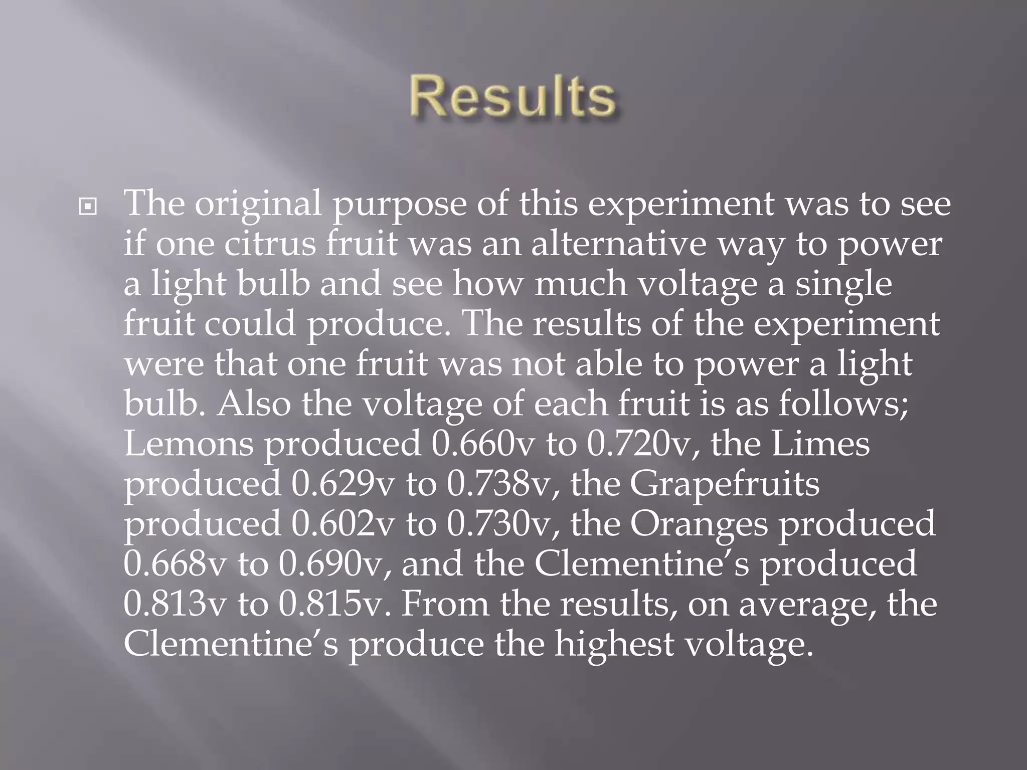 Citrus Battery Science Fair Project | PPTX