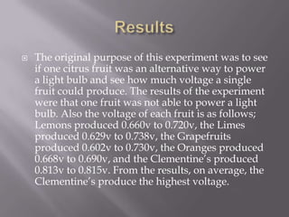 Citrus Battery Science Fair Project | PPTX
