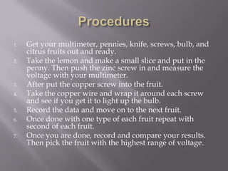 Citrus Battery Science Fair Project | PPTX
