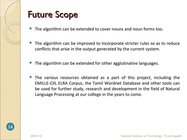 Tamil Morphological Analysis | PPT | Computing | Technology & Computing