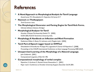 Tamil Morphological Analysis | PPT