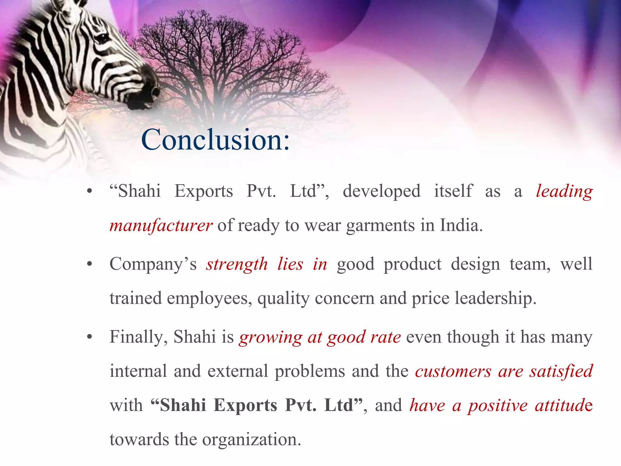Shahi Exports Pvt. Ltd | PPTX