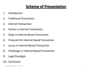 Internet Based Transaction Issues and Challenges | PPTX