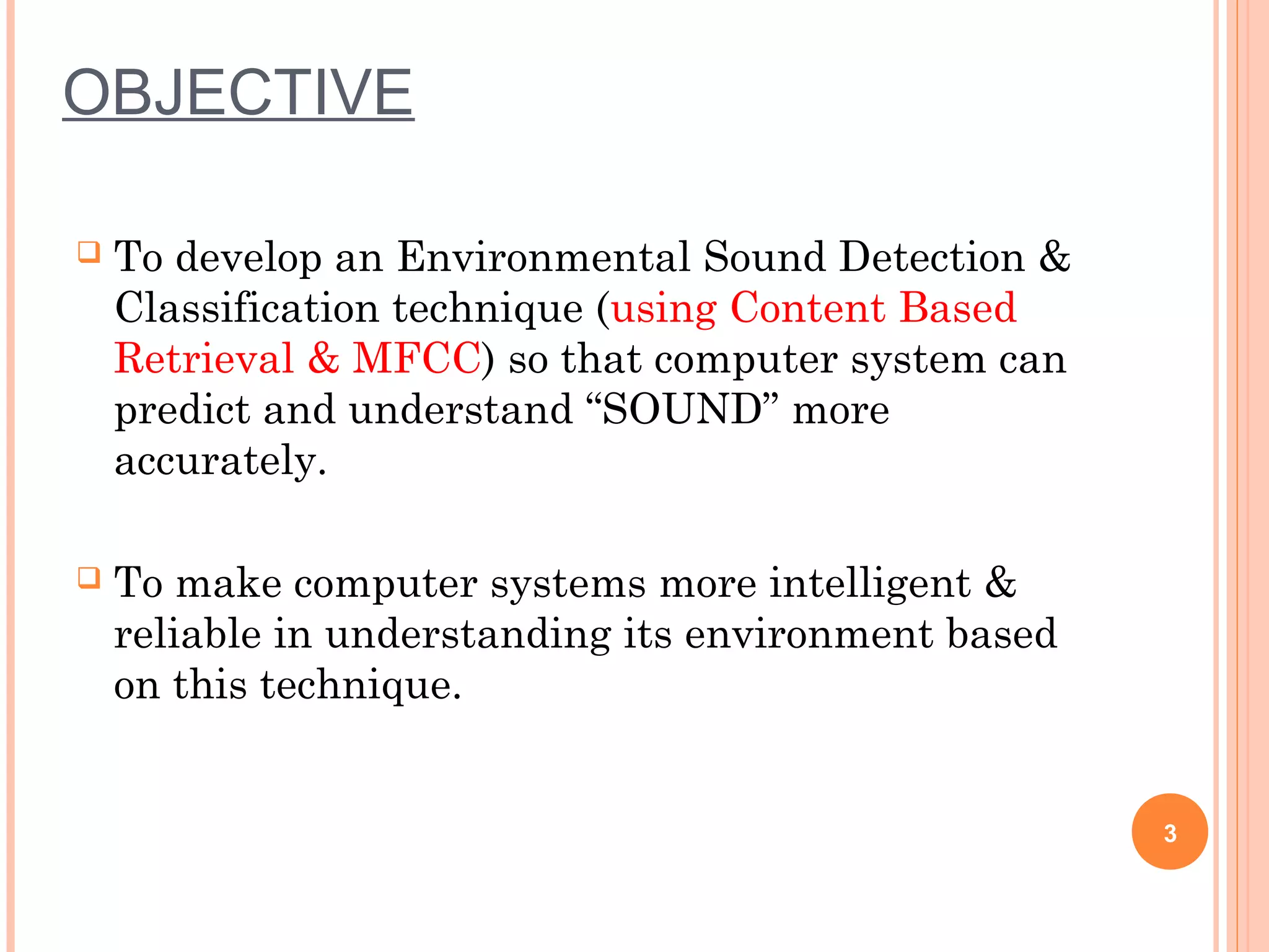 Environmental Sound detection Using MFCC technique | PPT