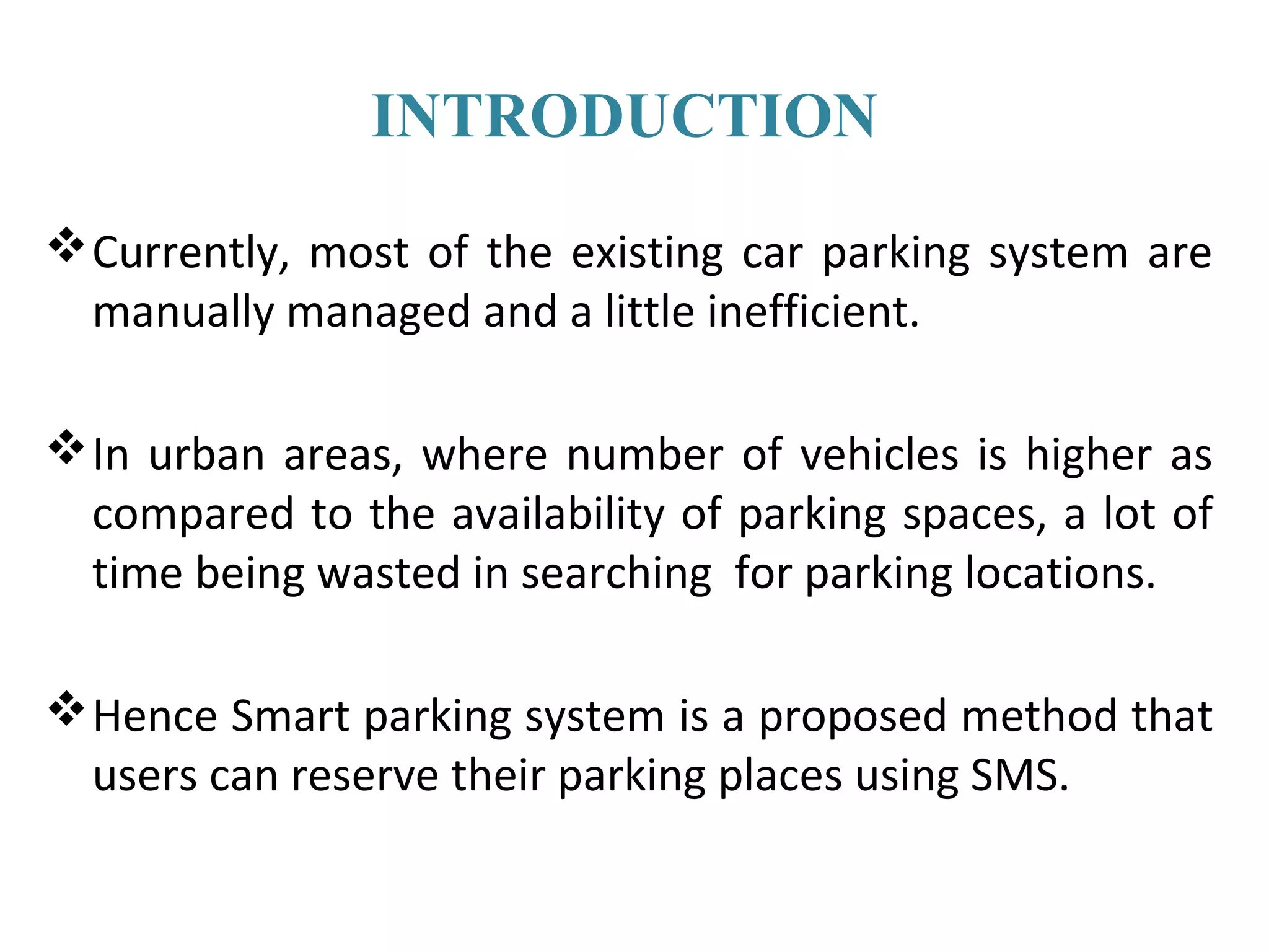 Smart parking reservation system using SMS | PPT