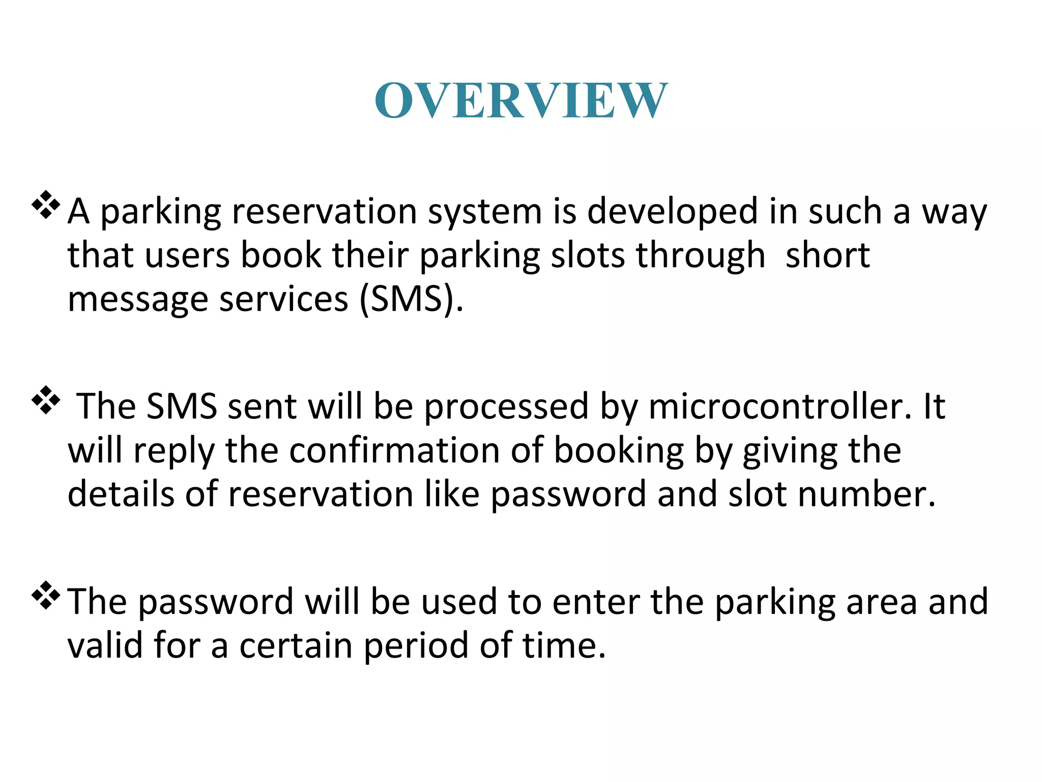 Smart parking reservation system using SMS | PPT