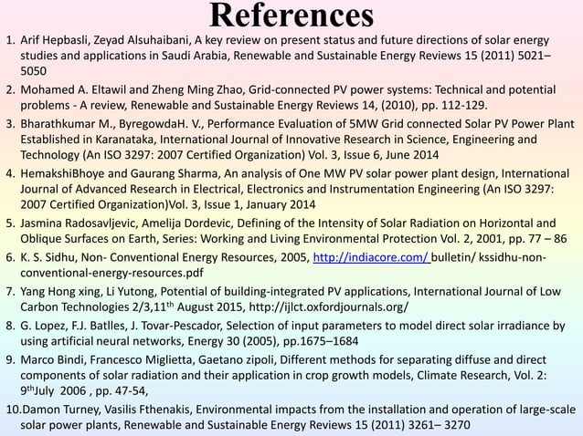 Study of Large Scale Grid interactive Solar PV power plant | PPTX