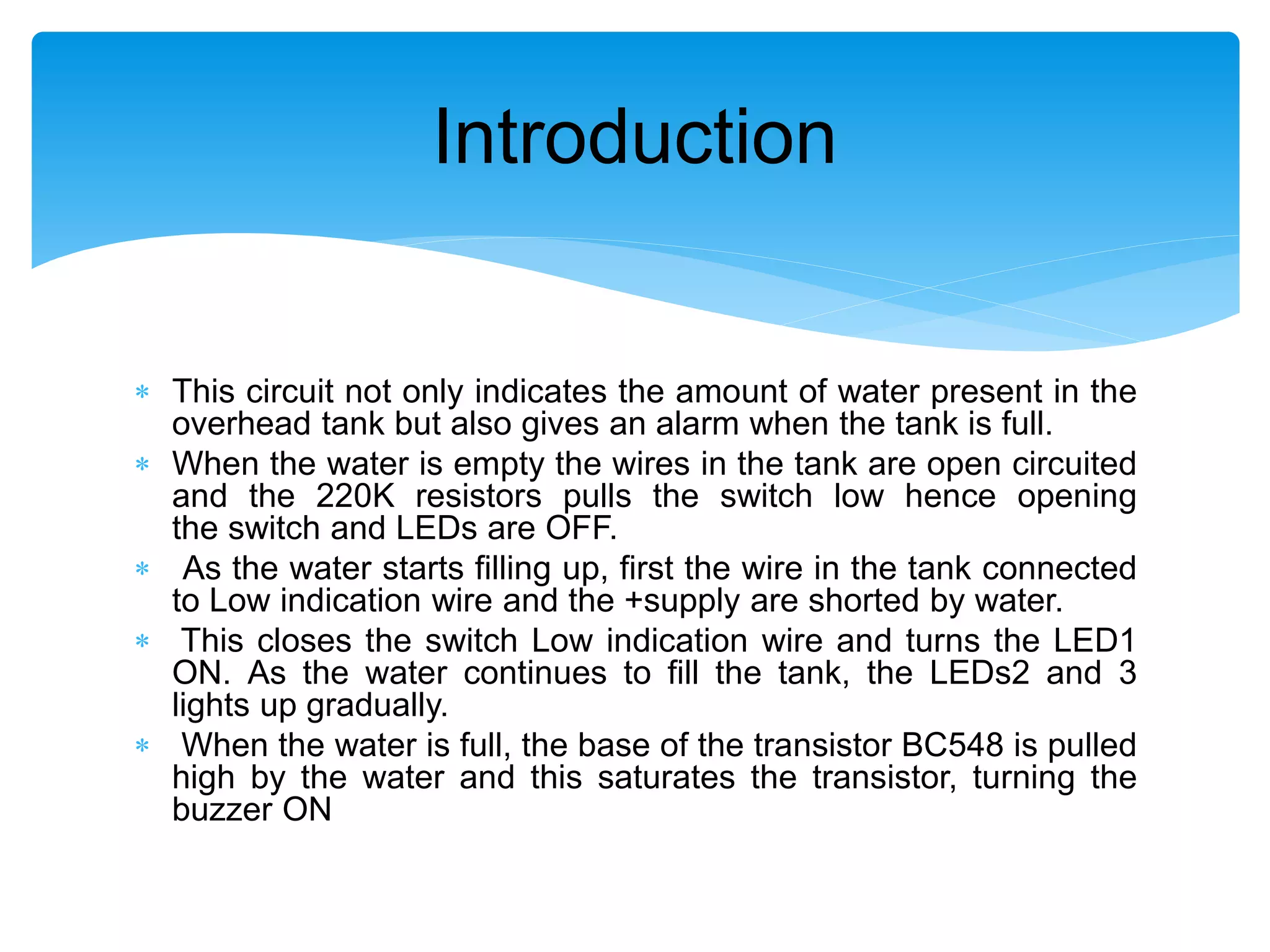 Water Level Indicator Project Presentation Pptx Chemistry Science