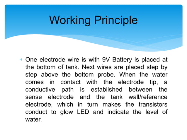 Water Level Indicator Project Presentation | PPTX | Chemistry | Science