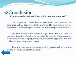 Production & Operations of Paint | PPTX